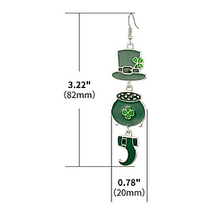 St. Patrick's Day Earrings for Women Shamrock Dangle Earrings Multi Green Silver Plated 4-Leaf Clover Gifts Holiday Party Decorations Accessories