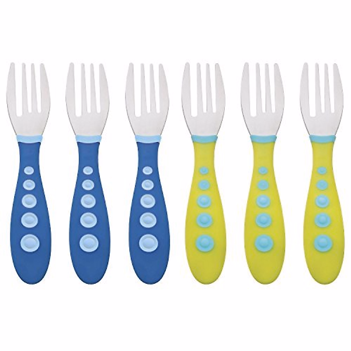 Gerber Stainless Steel Tip Kiddy Cutlery Forks - 6 Pack, Blue/Green
