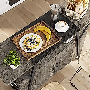 Bestier Buffet Cabinet with Storage, Coffee Bar Cabinet Kitchen Sideboard Kitchen Island with Adjustable Shelf for Kithcen Dinning Room Living RoomEntryway Hallway, Retro Grey