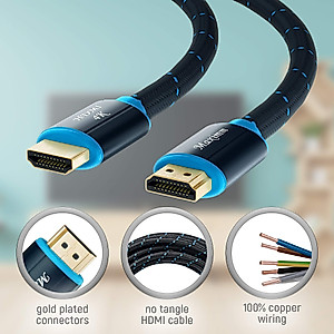 HDMI Cable 4K Ultra HD 10 Foot (5 Pack) Nylon Braided HDMI 2.0 Cable, High Speed 18Gbps 4K60Hz HDR, 3D, 2160p, 1080p, HDCP 2.2, ARC, HDMI Cables for Monitors, HDTV