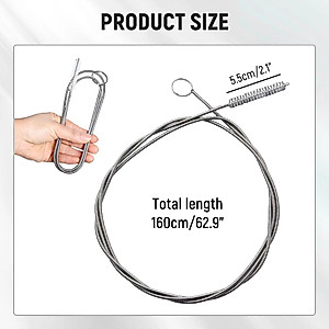 Car Drain Dredge Cleaning Scrub Brush, Stainless Steel Flexible Long Drain Brush, Elastic Nylon Cleaner Hose Tube Pipe Brush, Straw Cleaning Brush for Clearing Narrow Drains Gaps (Black Bristles)