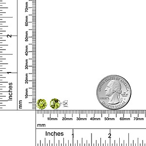 Gem Stone King 925 Sterling Silver Green Peridot Stud Earrings For Women (2.00 Cttw, Gemstone Birthstone, Round 6MM)