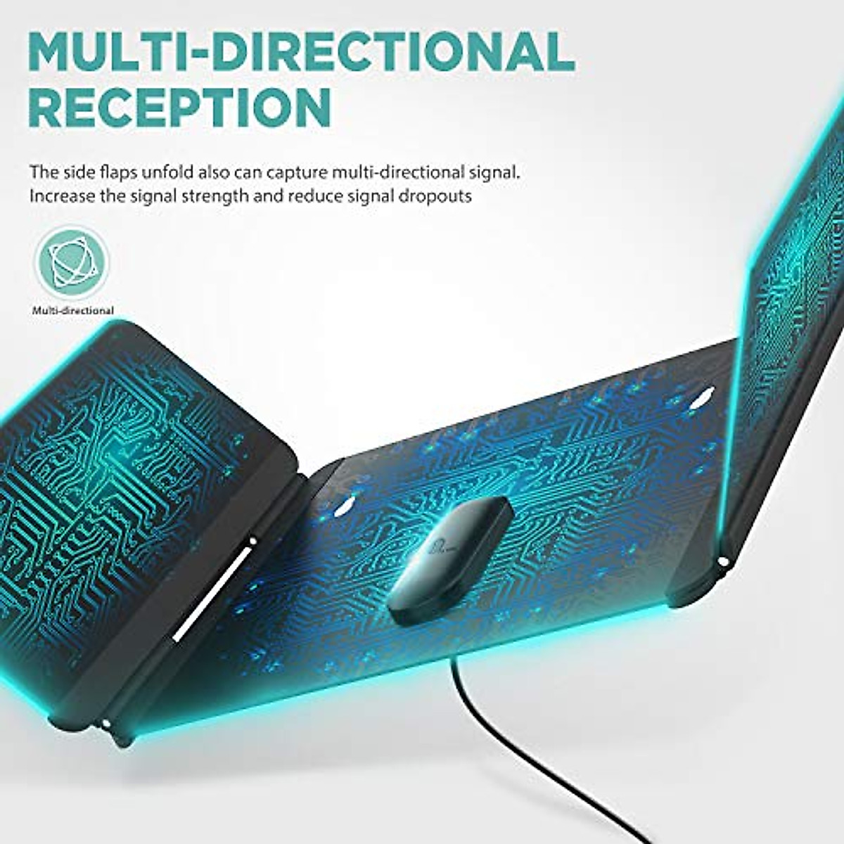 Amplified HD Digital Indoor Antenna - Long 200 Miles Range - 17ft Coax Cable for 4K HD Local Channels - Supports All Televisions