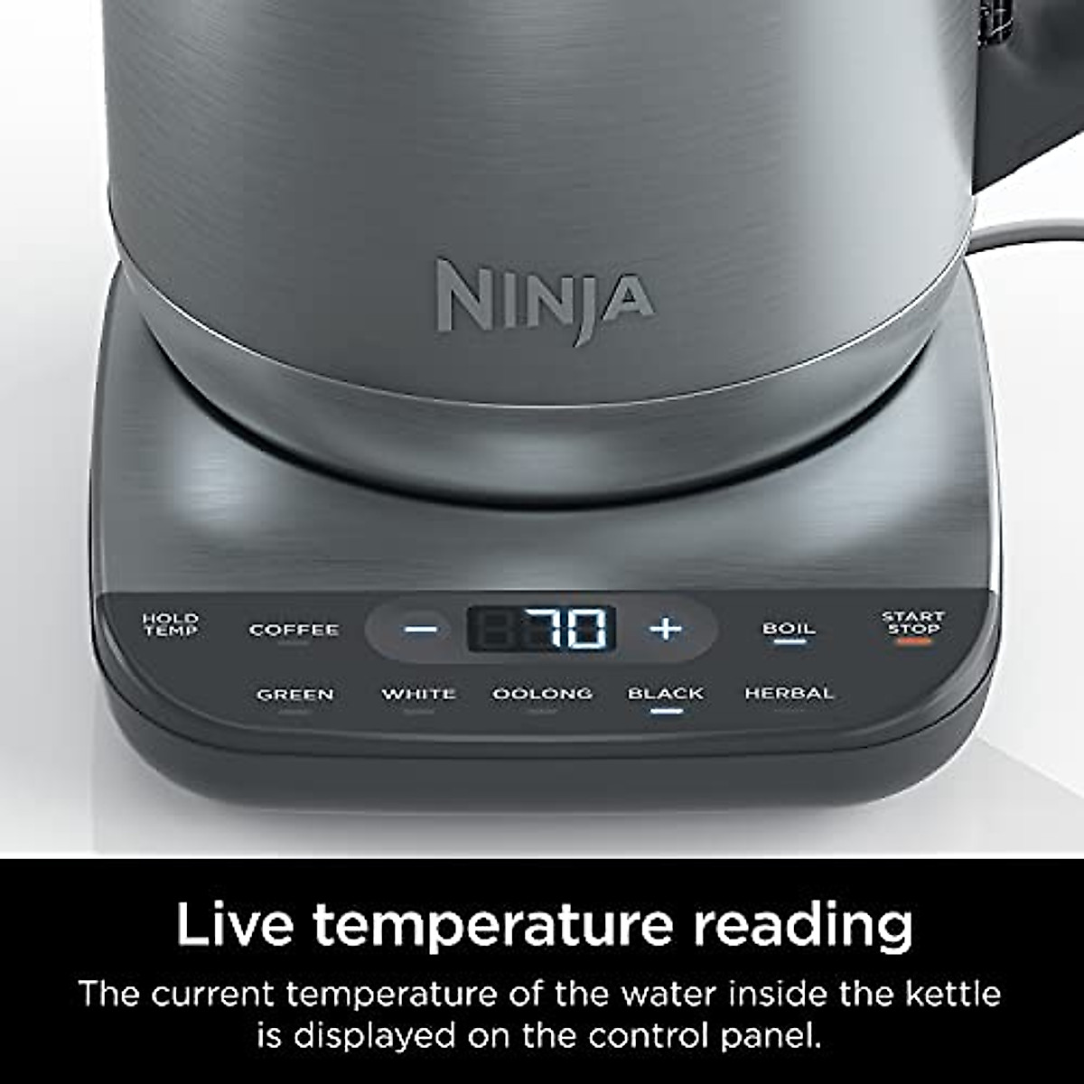 Ninja KT200 Precision Temperature Electric Kettle, 1500 watts, BPA Free, Stainless, 7-Cup Capacity, Hold Temp Setting, Silver