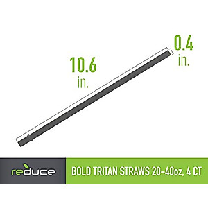 Reduce Reusable Hard Plastic Straws, 4 Pack - Fits 20-40 oz Tumbler Mugs - BPA-Free, Dishwasher Safe, Impact Resistant - Ideal Drinking Straws for Home and Travel