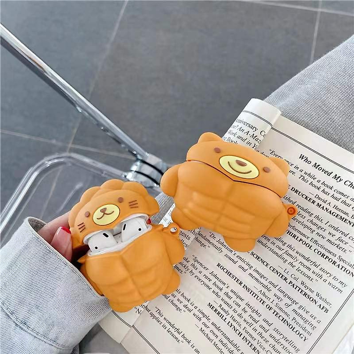 for Air pod pro Case Generation Case, Cute 3D Lovely Unique Cartoon for Air pod pro Silicone Cover Fun Funny Cool Design Fashion Cases for Boys Girls Kids Teen for Air pod pro Case (Muscle Bear)