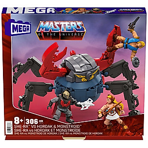 MEGA Masters of The Universe Building Set, She-Ra vs Hordak & Monstroid with 306 Pieces, 3 Poseable Micro Action Figures, for Adult Collectors