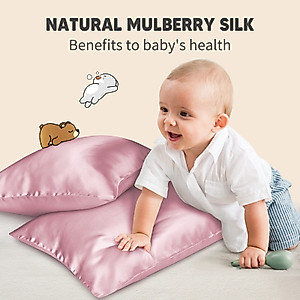 OLESILK 100% Mulberry Silk Toddler Pillowcase for Hair and Skin, Both Sides 19 Momme Pure Natural Silk Travel Pillow Cases with Hidden Zipper, 13"x 18", Light Plum