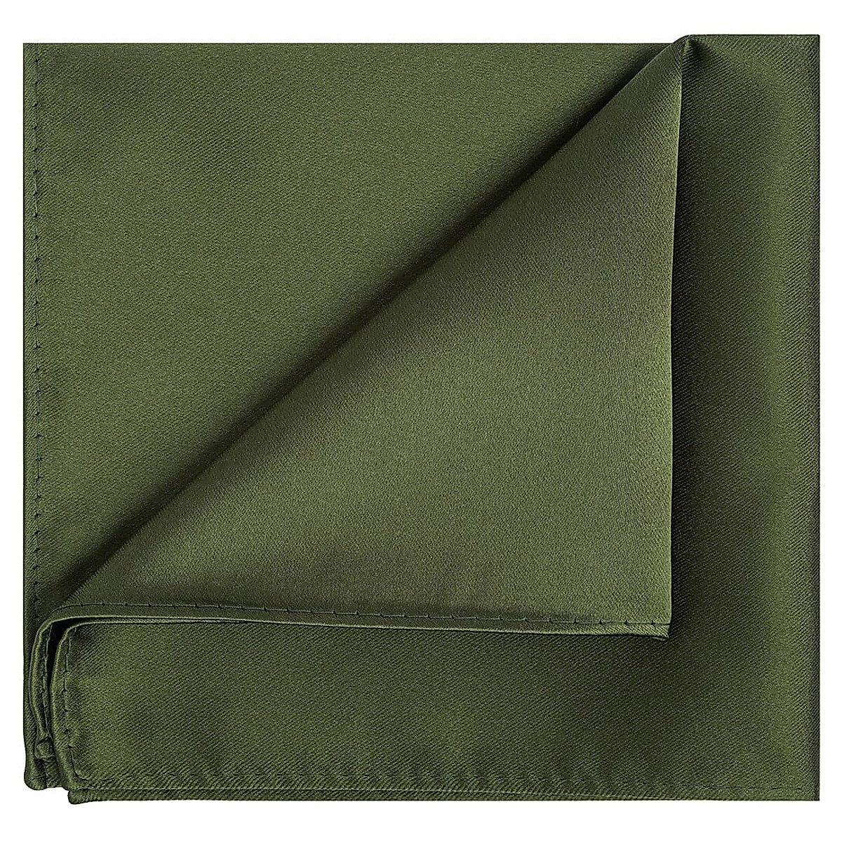 KissTies Dark Olive Green Satin Tie Set Solid Ties Mens Necktie + Pocket Square