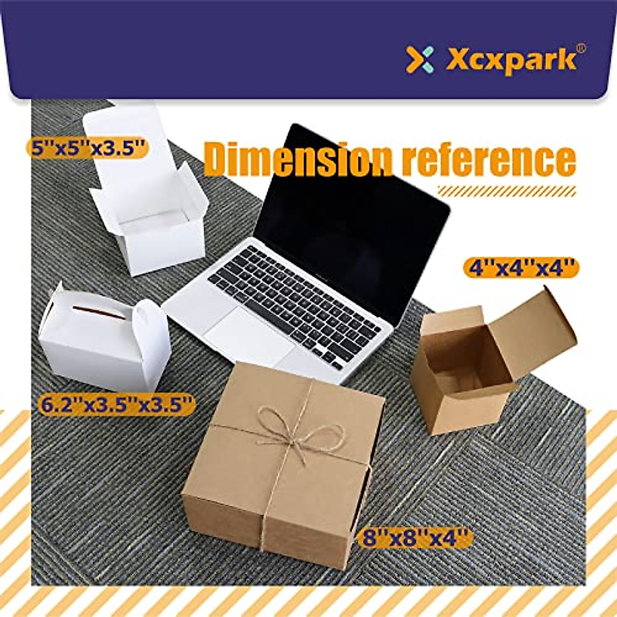Xxcxpark 24 PCS White Kraft Gift Boxes 6.2x3.5x3.5 inches, Decorative Party Favor Kraft Paper Gift Packaging Box with Lid for DIY Crafting, Cube, Cupcake, Kraft Present Boxes for Birthday, Wedding, Anniversary