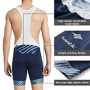 Santic Mens Cycling Bib Shorts Padded Cycle Bib Tights Mens Padded Biking Shorts Breathable Lightweight Navy L