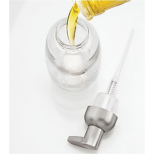 mDesign Modern Glass Refillable Foaming Soap Dispenser Pump Bottle for Bathroom Vanity Countertop, Kitchen Sink - Save on Soap - Vintage-Inspired, Compact Design - 2 Pack - Clear/Brushed