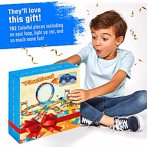 JITTERYGIT Race Track Glow in The Dark Magic Toy Set, Kids Light Up Flexible Car Tracks - Best Birthday Gift for Boys Girls and Toddlers 3 4 5 6 7 8 Year Old