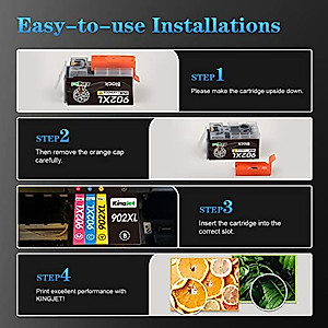 Kingjet Compatible Ink Cartridge Replacement for HP 902XL 902 XL Ink Cartridges to use for HP Officejet Pro 6978 6968 6970 6958 6962 6975 6960 6954 Printer (4 High Yield Combo Packs)