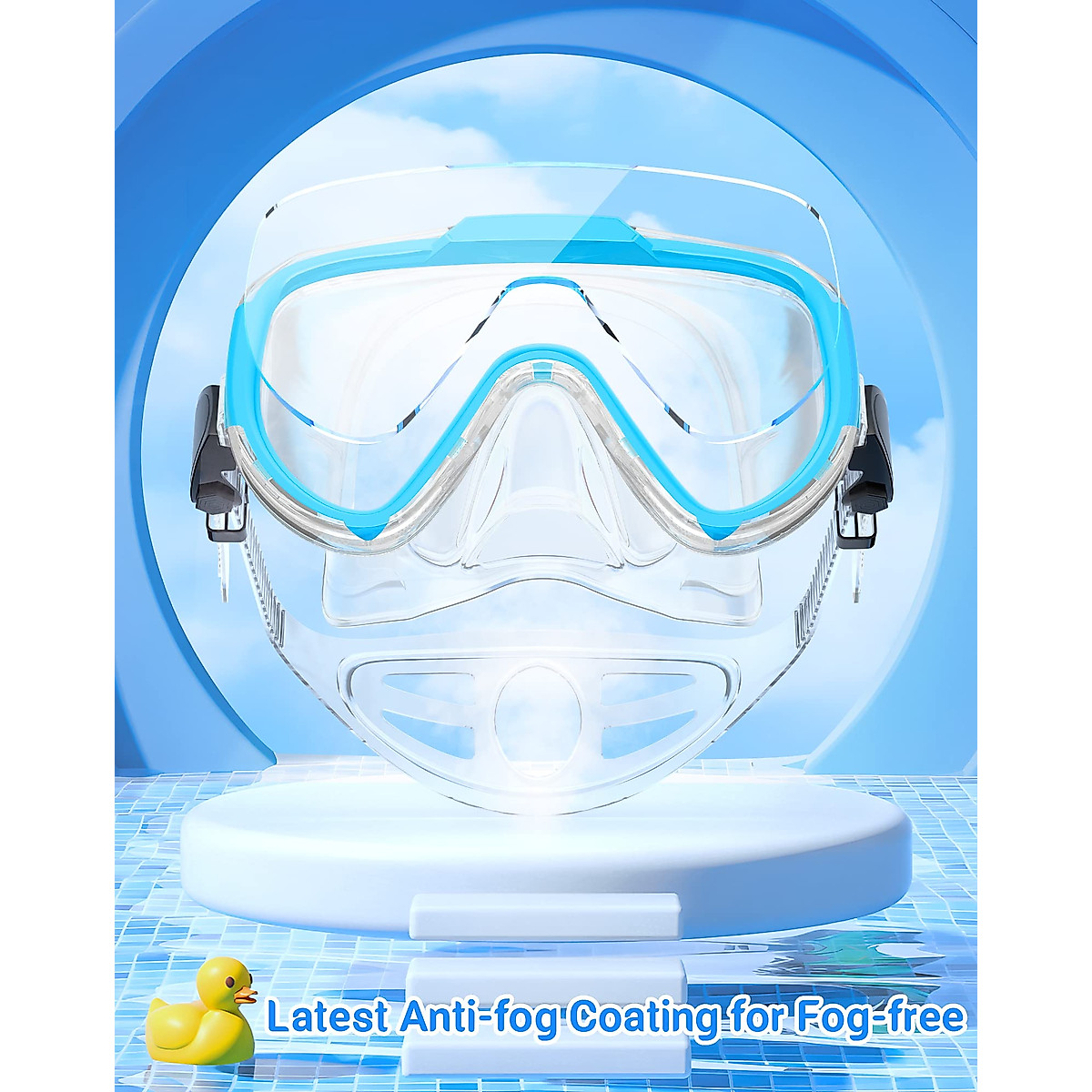 Norabidea Swim Goggles Adult Kids, Anti Fog Swimming Goggles with Nose Cover ,No Leaking Clear Snorkel Dive Mask 180 Wide View Men Women Youth Boys Girls