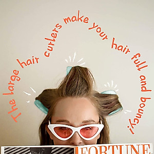 myHomeBody Self Grip Extra Large and Jumbo Hair Rollers with Clips | Hair Rollers for Long Hair | 36 pcs Set - 24 Rollers & 12 Duckbill Clips – Violet & Mint