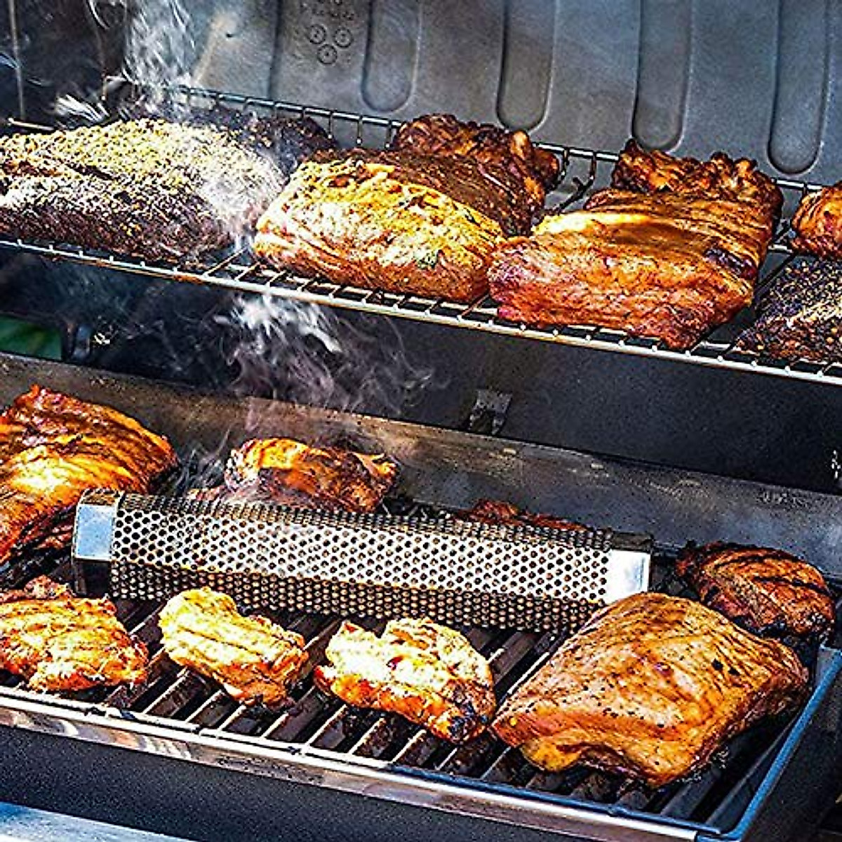 BORDSTRACT Premium Pellet Smoker Tube, Stainless Steel Smoke Generator with Hook and Brush, Outdoor Barbecue Smoking Accessories for Any Grill or Smoker