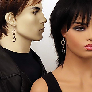 Handcuff Dangle Earrings Silver Finish Pewter On Fish Hook Earring Wires