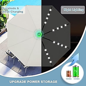 ABCCANOPY Durable Solar Led Patio Umbrellas with 32LED Lights 9FT (Light Beige)