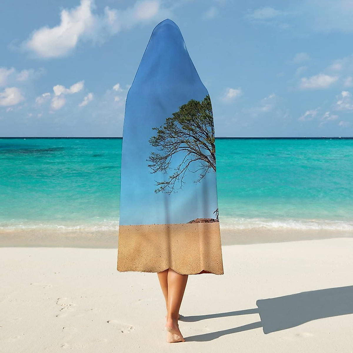 Wearable Blanket, Tree Women Men Hooded Blanket, Desert Summer Solitude, Soft Warm Cozy, 50 x 60inches, Gifts for Women Adults Girls and Kid, Multicolor