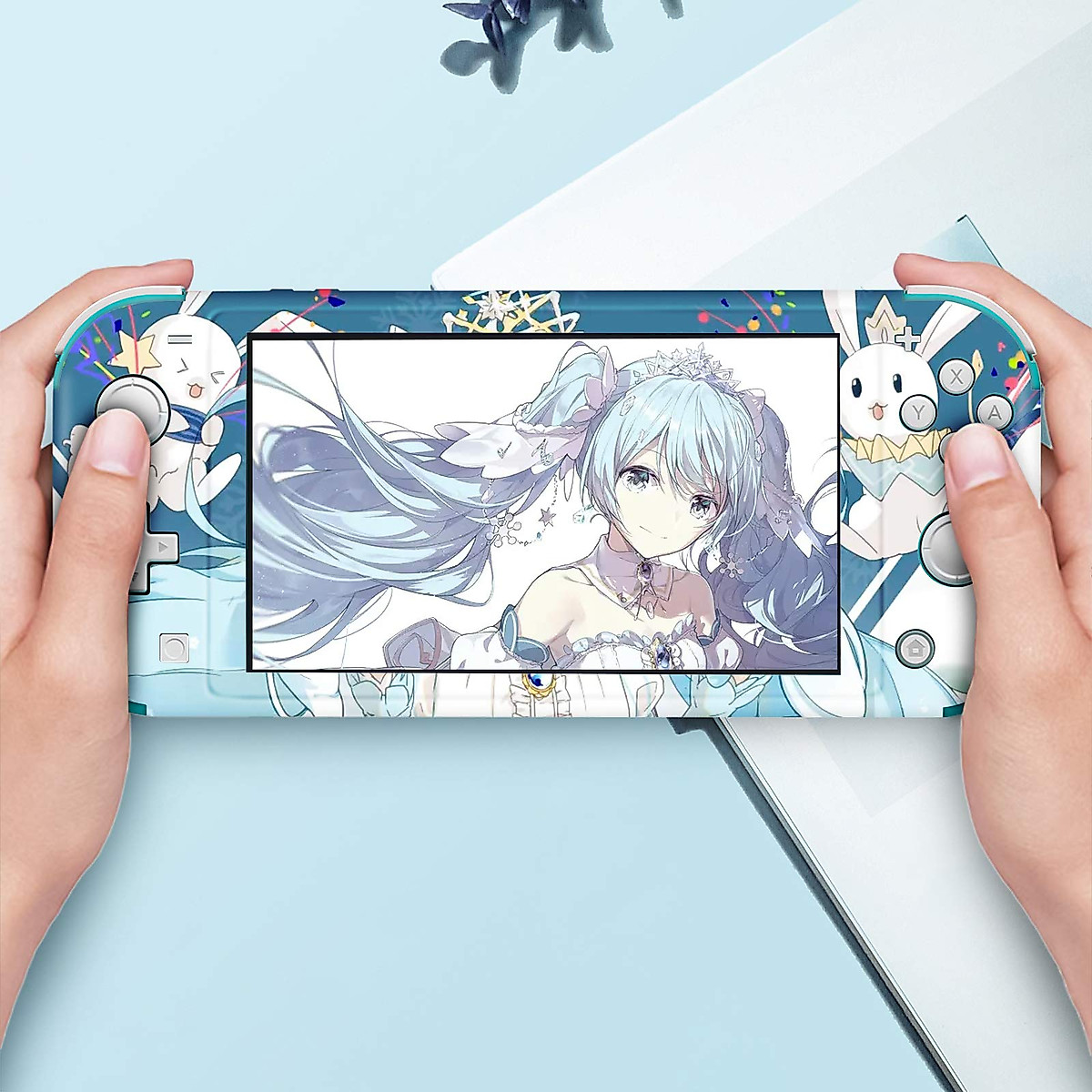 DLseego Switch Lite Skin Pretty Pattern Full Wrap Skin Protective Film Sticker Design for Switch Lite- Blue Girl