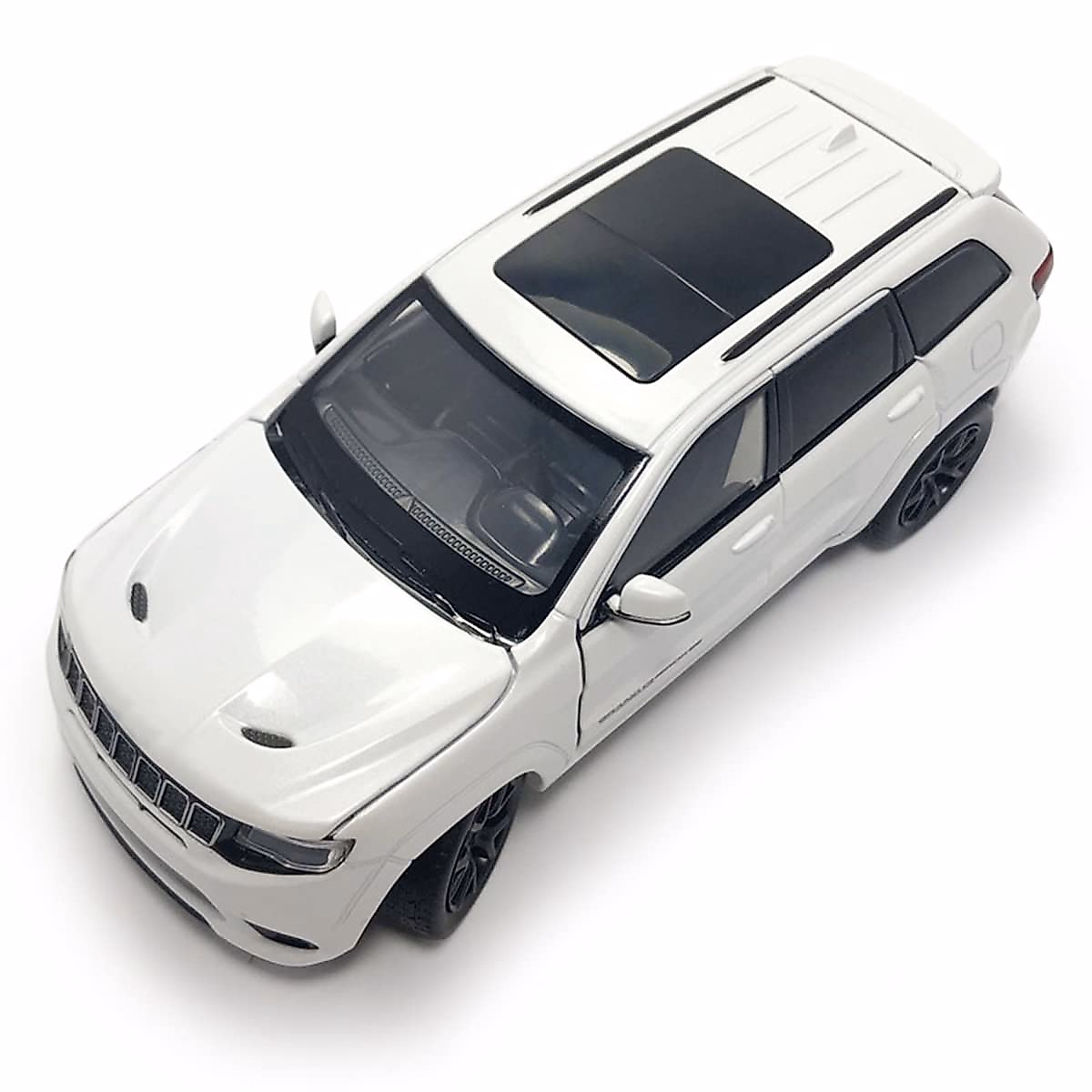 Grand Cherokee Trackhawk Toy Car Diecast Model Car 1/32 Scale SUV Vehicle Metal Zinc Alloy Casting, Light Sound, 4 Doors Open, Boys Toys Kids Birthday Gifts Mens Collection, White