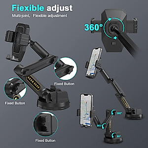 Pletmin Truck Phone Mount, Heavy Duty Phone Holder for Truck Dashboard Windshield, Compatible with All Smartphone, Commercial Truck Super Suction Cup & Stable(Black)