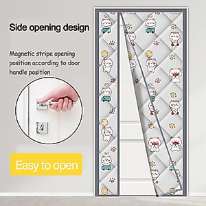 JIXAW Magnetic Thermal Insulated Door Curtain Transparent Thickened Upgraded Thermal Insulated Door Curtain Winter Doorway Oxford Garage Soundproof Blanket for Door,33x80 Inch