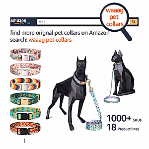 waaag Pet, Moons Stars Suns Dog Collar Cat Collar, Multiple Designs Crescent Celestial Dog Cat Collar Leash Harness Medium (Pack of 1)