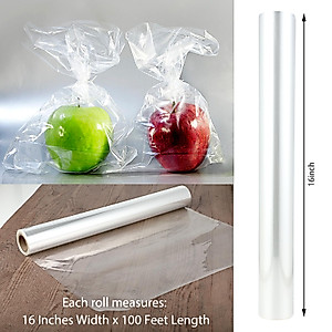 Tytroy 15in Roll Containing FOLDED 30in x 100ft Crystal Clear 2.5mil Gift Wrapping Cellophane Roll Perfect for Fruit/Gift Baskets Treats/Favors Flowers Desserts Xmas Birthday Arts & Crafts Wrapping or Decorations (folded 30in x 100ft)