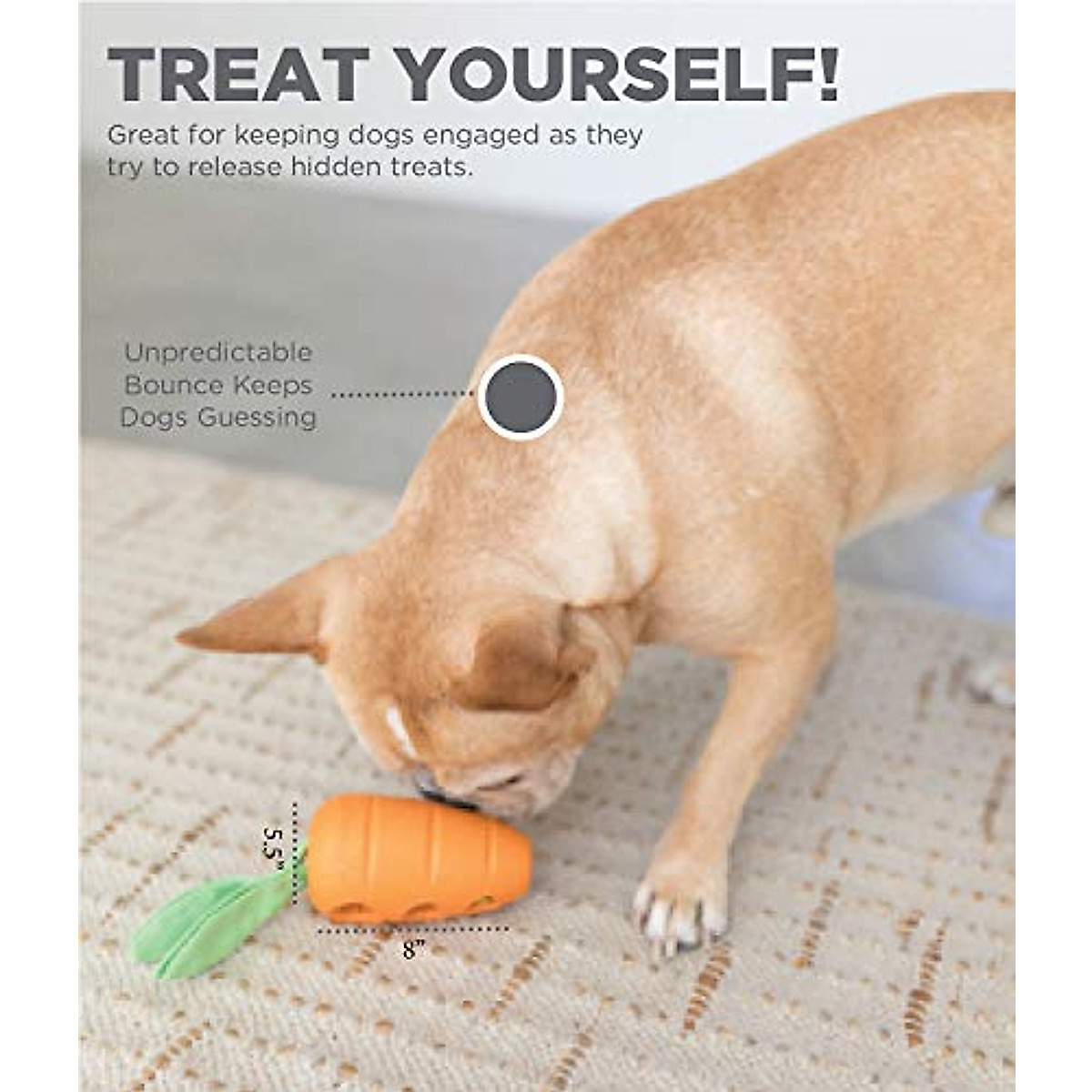 Petstages Carrot Stuffer Treat-Dispensing Interactive Dog Toy