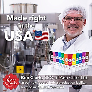 Ann Clark Professional-Grade Gel Food Coloring Made in USA .7 oz, 12 Colors