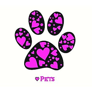 Design With Vinyl Pets Artwork Dog Hot Pink Paw Print Doggie Puppy Love Wall Decal for Children - Bark Man's Best Friend Themed Décor - Size: 14 in x 14 in