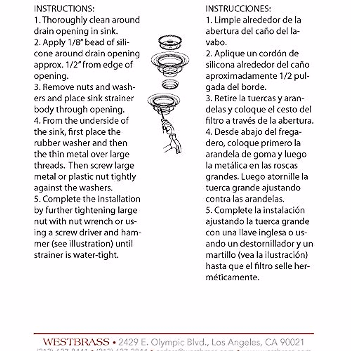 Westbrass D214-62 3-1/2" Post Style Large Kitchen Sink Basket Strainer, Matte Black