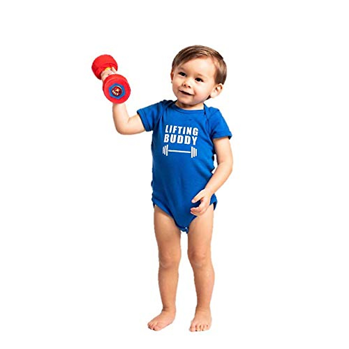 WOD Toys® Baby Dumbbell Plush Dumbell with Rattle & Sensory Sounds – Safe, Durable Fitness Toy for Newborns, Infants and Babies (1)