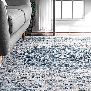 nuLOOM Vicki Vintage Runner Rug, 2' 6" x 8', Light Blue