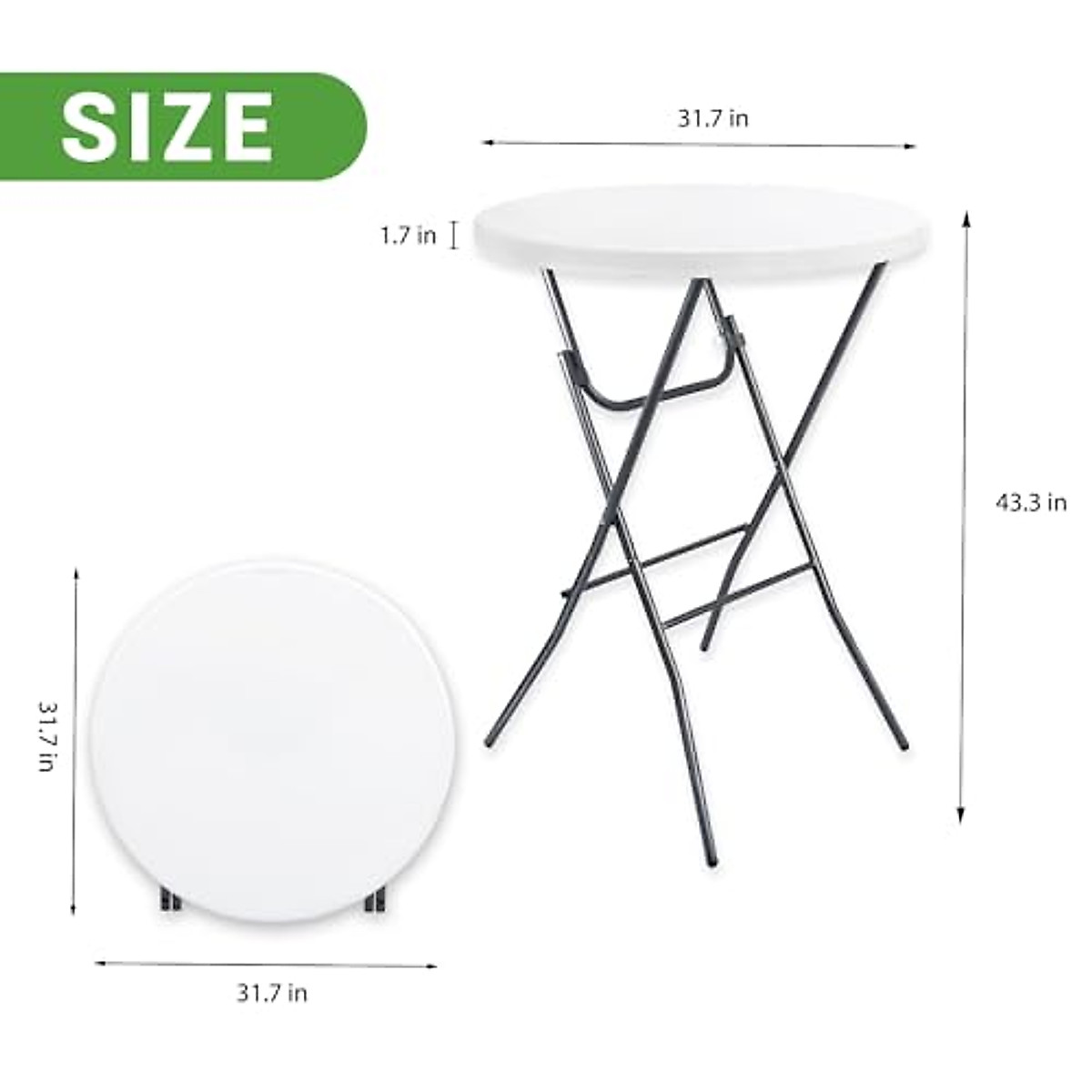 Gnomiya 32in Folding Cocktail Table for Parties, High Top Table Granite White, Bar Height Pub Table for Events, Weddings, Banquets, Family Gatherings