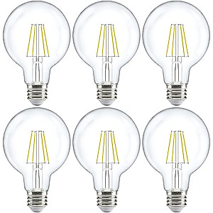 Sunco 6 Pack Globe Light Bulbs, G25 LED Vanity Bulbs for Bathroom, Round Ambient Decorative Bulb, 450 LM, 3000K Warm White, Dimmable, 6W, E26 Base, Frosted, CRI92, Damp Rated UL
