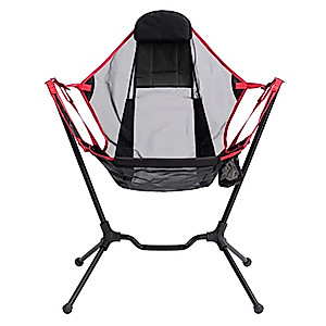 ALIMORDEN Oversize Outdoor Folding Chair Camping Chair Equipment Lounge Chair，Portable， Ultralight Aluminum Rocking Chair, Comfortable Backrest Outdoor Hammock Lounger with Cup Bag， Red