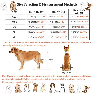 Dog Wheel Chair, Adjustable 4 Wheel Pet Wheelchair with Handle for Small and Medium Sized Cats/Dogs, Dog Wheelchair Cart for Front Leg Arthritis, Weak Limbs (XXXS)