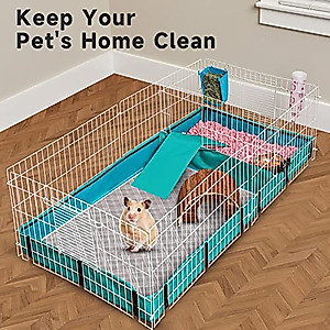 Guinea Pig Bedding Cage Liners - 2 Pack 47" X 24" Washable Waterproof Reusable Absorbent Guinea Pig Fleece Pet Pee Pads for Small Animals Cages Rabbit Hamster Rat