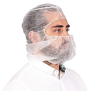QIAN SOU Disposable Bouffant Ninja Hoods Full Face Beard Hair Net Pack of 100 White