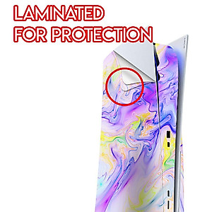 ITS A Skin Skins Compatible with Sony Playstation 5 Console Disc Edition - Protective Decal Overlay Stickers wrap Cover - Pastel Marble Resin Pink Purple Swirls