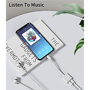 2Pack[Apple MFi Certified]Headphones Jack Adapter for Charging iPhone 7/8Plus/X/Xr/Xs/SE/11/12/Pro/Max/ipad Dongle Converter Charger Accessories Cables Audio Connector Earphone Dual Lightning Splitter