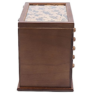 Aohuada Large Retro 6 Layers Wooden Jewellery Box Cabinet Display Organizer Wooden Jewelry Chest as Gift for Mom and Girlfriend
