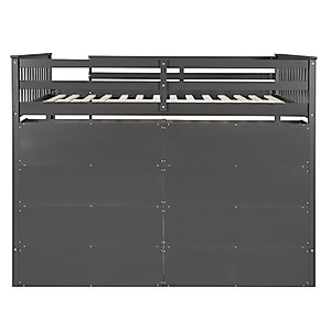 SOFTSEA Full Size Loft Bed with Storage, Solid Wood Loft Bed with Open Storage Shelves, Multi-Functional Loft Bed Frame with Ladder for Kids Boys Girls Teens, Gray