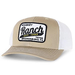WHISKEY BENT HAT CO. The Zip Adjustable Snapback Meshback Trucker Hat (US, Alpha, One Size, Tan)