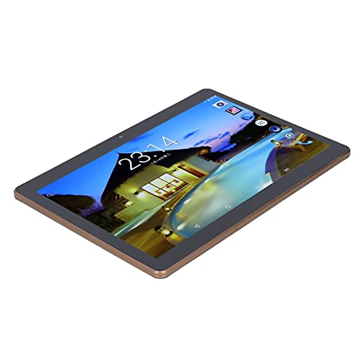 Smart Tablet, Flash CNC High Gloss Edge Body 0.3MP Front 2MP Rear Gold 5500mAh Octa Core Tablet with Plug for Daily (US Plug)