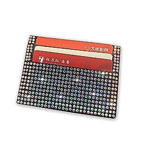 Pomelo Litchi Pitaya Leather Rhinestone Wallets for Women Crystal Bling Slim Small Card Holder Wallet (Multi)