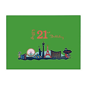 iGifts And Cards Happy 21st Birthday Las Vegas Style 3D Pop Up Greeting Card - Cute 21st Birthay Card, 21 Year Old Birthday Card, 21st Birthday At Sin City, Celebration, Congratulations, Special Days